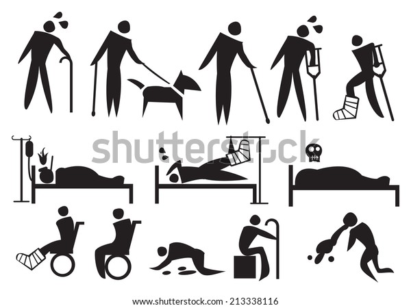 Vector Illustration People Sickness Disabilities Suffering 스톡 벡터(로열티 프리 ...