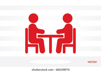Vector Illustration People Table Icon Stock Vector (Royalty Free ...