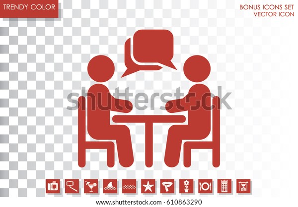 Vector Illustration People Table Talking Icon Stock Vector (Royalty ...