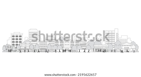 Vector Illustration People Walking City Street Stock Vector (Royalty ...