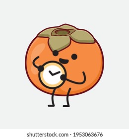 Vector Illustration Persimmon Character Cute Face Stock Vector (Royalty ...