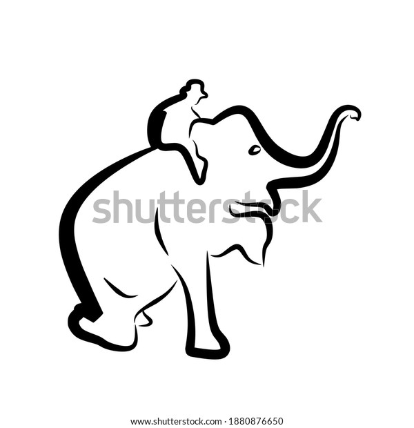 Vector Illustration Person Riding Elephant Logo Stock Vector (Royalty ...