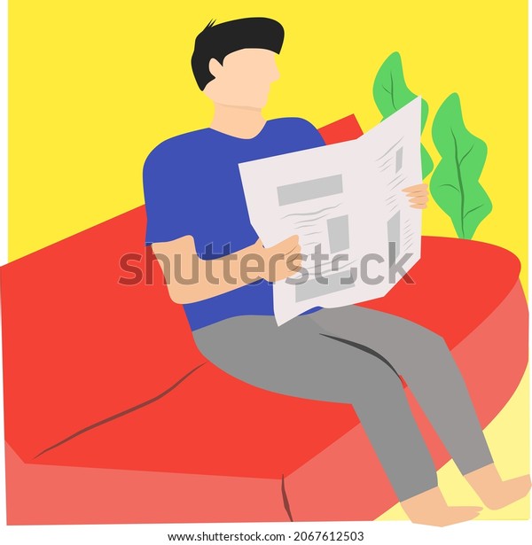 Vector Illustration Person Sitting On Red Stock Vector (Royalty Free ...