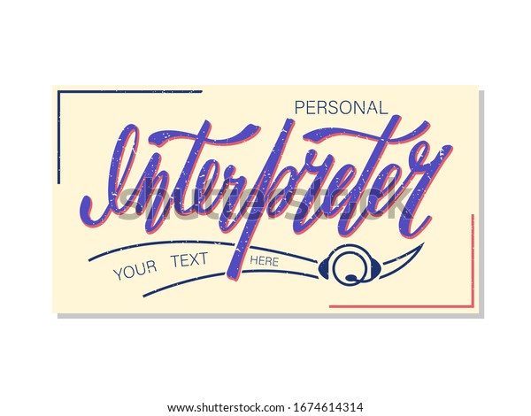 Vector Illustration Personal Interpreter Lettering Icon Stock Vector ...