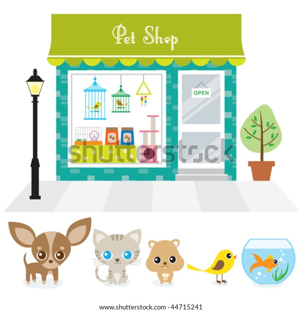 Vector Illustration Pet Shop Large Window Stock Vector (Royalty Free ...