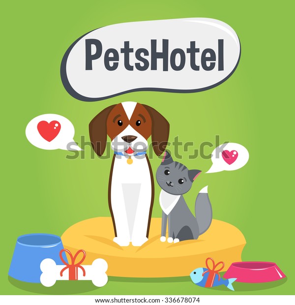 Vector Illustration Pets Hotel Poster Design Stock Vector (Royalty Free ...