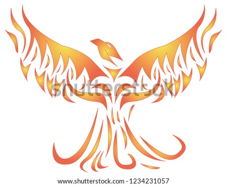 Vector Illustration Phoenix Outstretched Wings Stock Vector (Royalty ...