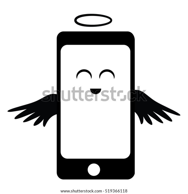 Vector Illustration Phone Angel Icon Stock Vector (Royalty Free ...