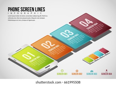 Vector Illustration Phone Screen Lines Infographic Stock Vector ...