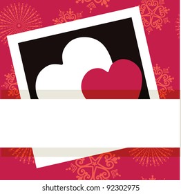 Vector Illustration Photo Frame Two Heart Stock Vector (Royalty Free ...