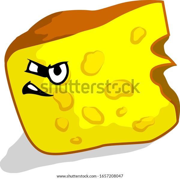 Vector Illustration Piece Cheese Angry Face Stock Vector (Royalty Free ...