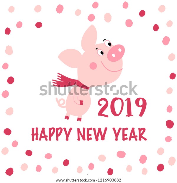 Vector Illustration Pig Happy New Year Stock Vector (Royalty Free ...