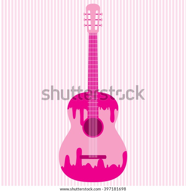 Vector Illustration Pink Acoustic Guitar Stock Vector (Royalty Free ...