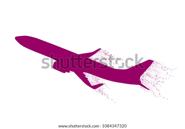 Vector Illustration Pink Aircraft On White Stock Vector (Royalty Free ...