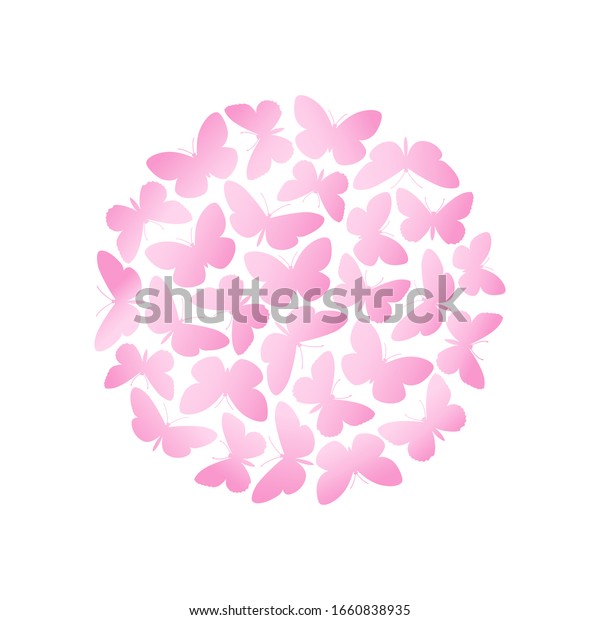 Vector Illustration Pink Butterflies Circle Butterflies Stock Vector ...