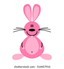 Vector Illustration Pink Cartoon Rabbit On Stock Vector (Royalty Free ...