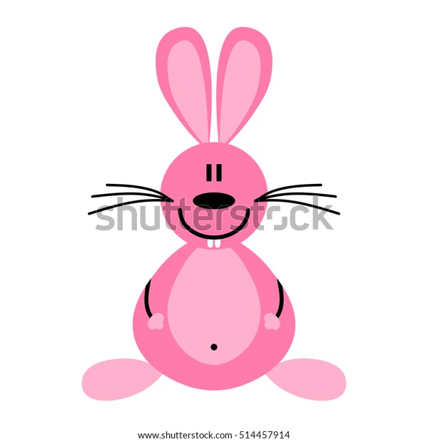 Vector Illustration Pink Cartoon Rabbit On Stock Vector (Royalty Free ...