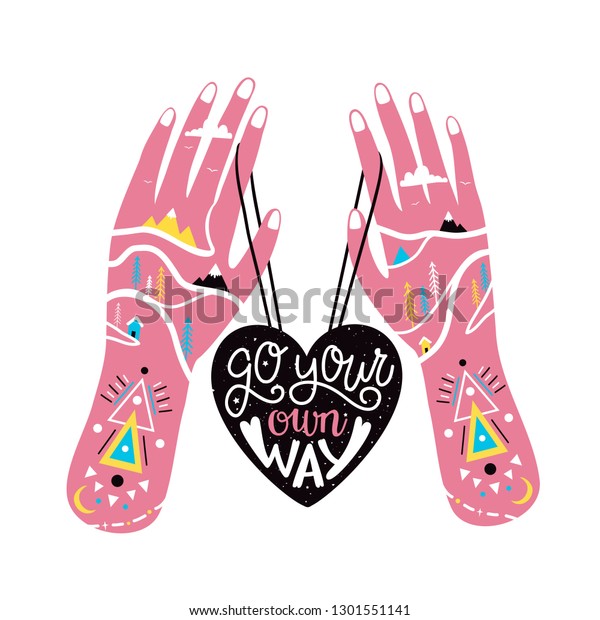 Vector Illustration Pink Human Hands Black Stock Vector (Royalty Free ...