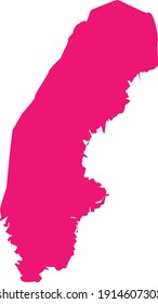 Vector Illustration Pink Map Sweden Stock Vector (Royalty Free ...