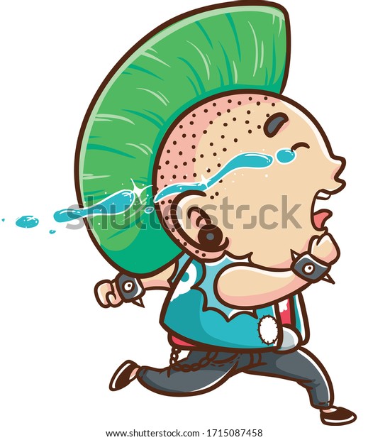 Vector Illustration Pink Punk Cry Running Stock Vector (Royalty Free ...