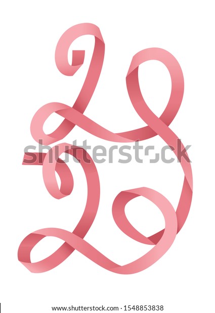 Vector Illustration Pink Ribbon Shape Year: เวกเตอร์สต็อก (ปลอดค่า ...