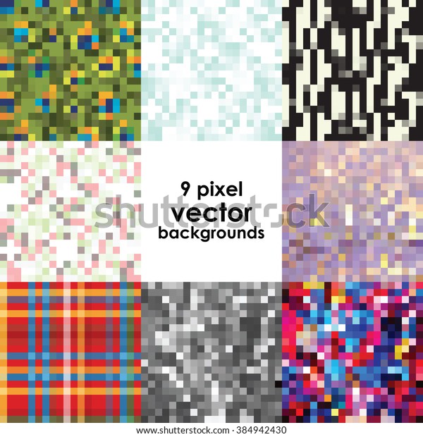 Vector Illustration Pixel Art Backgrounds Set Stock Vector (Royalty ...
