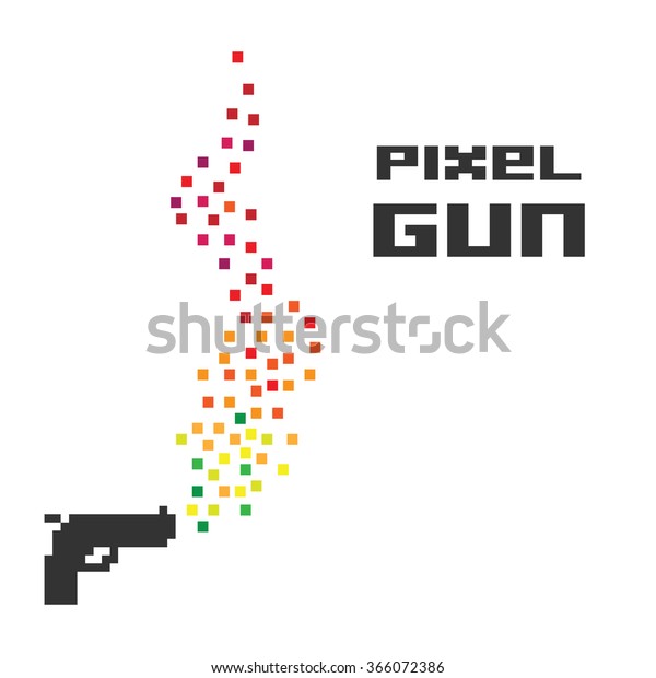 Vector Illustration Pixel Art Gun Shot Stock Vector (Royalty Free ...