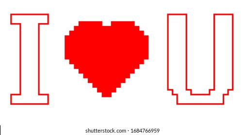 Vector Illustration Pixel Art Love You Stock Vector (Royalty Free ...