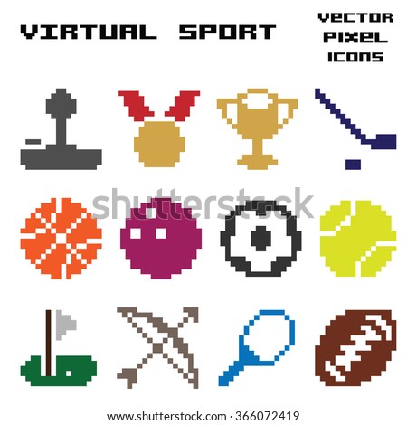 Vector Illustration Pixel Art Sport Icons Image vectorielle de stock ...