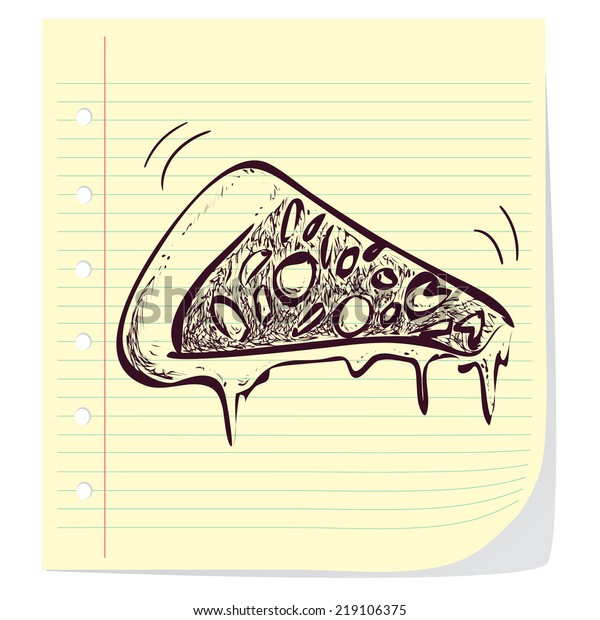 Vector Illustration Pizza Slice Doodle Style Stock Vector (Royalty Free ...