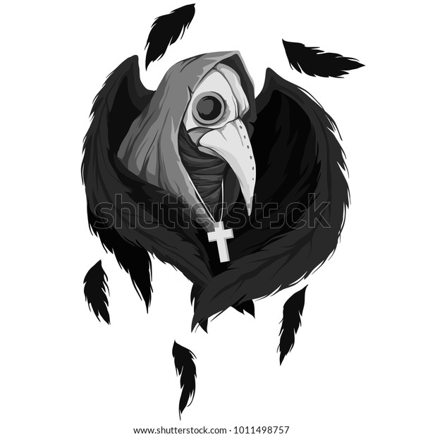 Vector Illustration Plague Doctor Wings Medieval 库存矢量图（免版税）1011498757