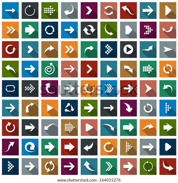 Vector Illustration Plain Square Arrow Icons Stock Vector (Royalty Free ...