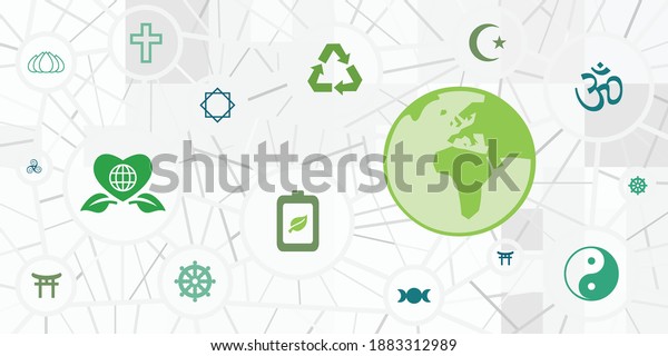 Vector Illustration Planet Ecology Religious Symbols Stock Vector ...