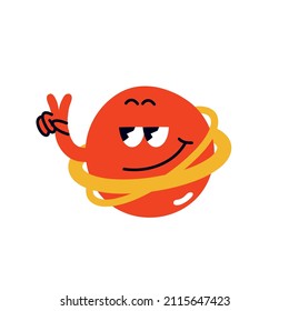 Vector Illustration Planet Smiling Face Cartoon Stock Vector (Royalty ...