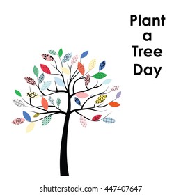 Vector Illustration Plant Tree Day Poster Stock Vector (Royalty Free ...