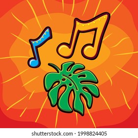Vector Illustration Plants Music Notes Summer Stock Vector (Royalty ...