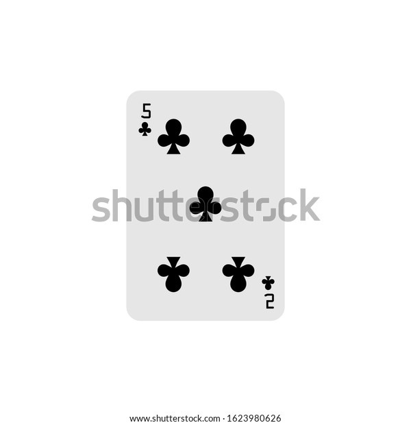 Vector Illustration Playing Card Five Clubs Stock Vector (Royalty Free ...