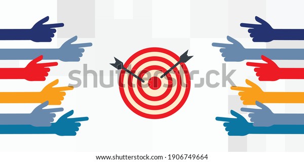 Vector Illustration Pointing Fingers Target Arrows Stock Vector ...