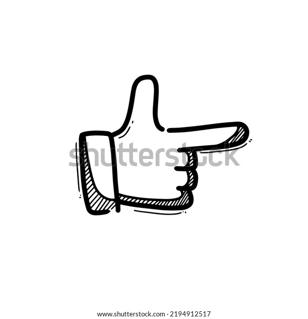 Vector Illustration Pointing Hand Icon Doodle Stock Vector (Royalty ...