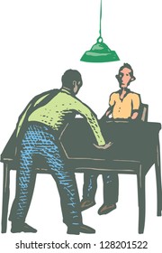 Vector Illustration Police Interrogation Stock Vector (Royalty Free ...