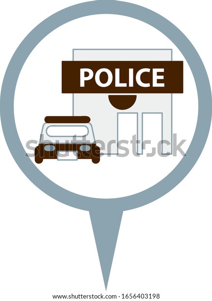 Vector Illustration Police Station Map Icon Stock Vector (Royalty Free ...