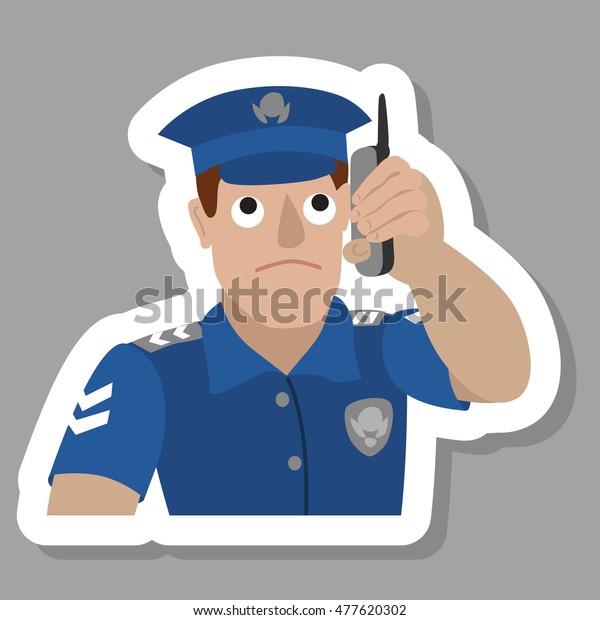 Vector Illustration Policeman Talking On Mobile Stock Vector (Royalty ...