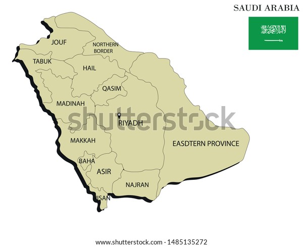 Vector Illustration Political Map Saudi Arabia Stock Vector (Royalty ...