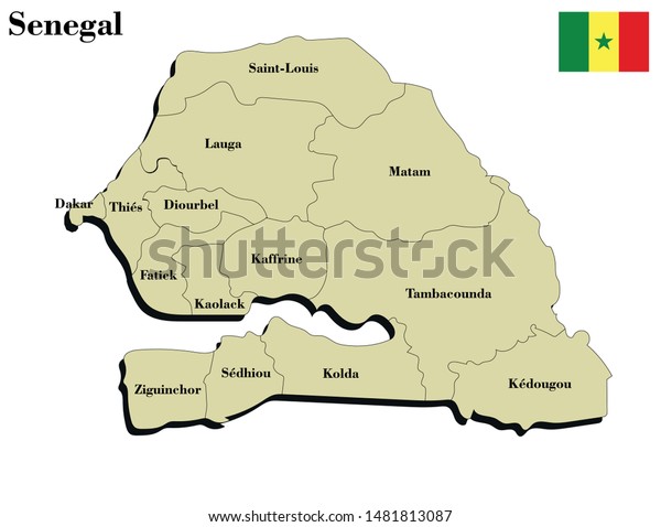 Vector Illustration Political Map Senegal Stock Vector (Royalty Free ...