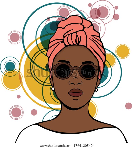 Retrato vectorial Ilustración de hermosa mujer negra empoderada usando ...