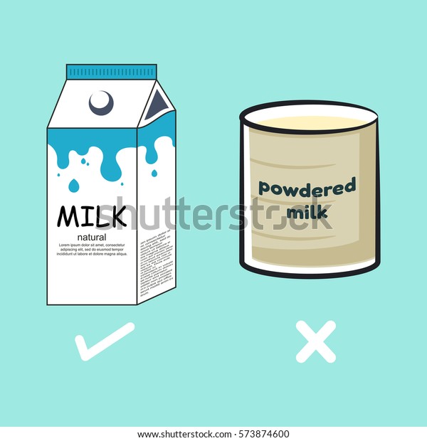 Vector illustration of powdered milk and milk carton. Healthy eating ...