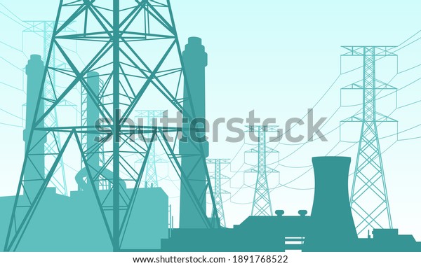 Vector Illustration Power Plant Site Suitable Stock Vector (Royalty ...