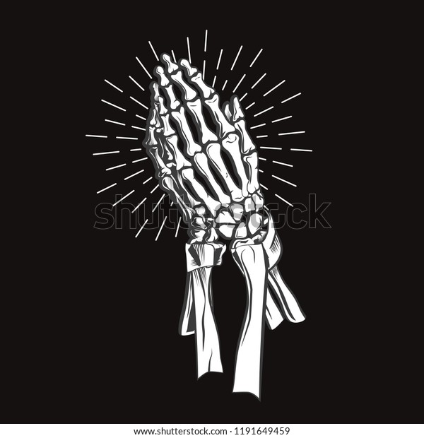 Vector Illustration Praying Skeleton Hands Vector Stock Vector (Royalty ...