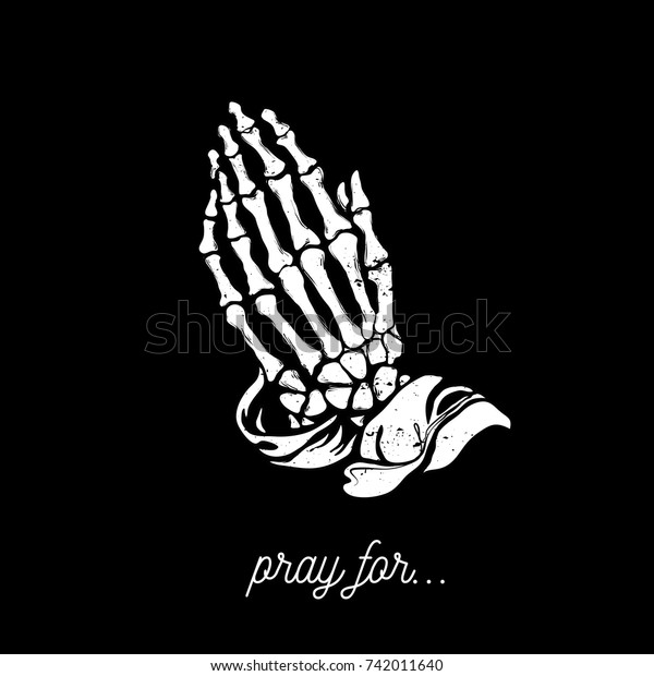 Vector Illustration Praying Skeleton Hands Stock Vector (Royalty Free ...