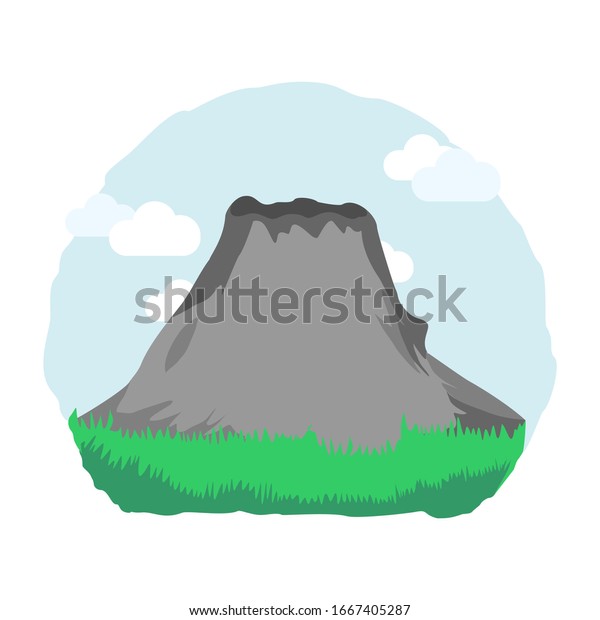 Vector Illustration Prehistoric Landscape Volcano Eruption Stock Vector ...
